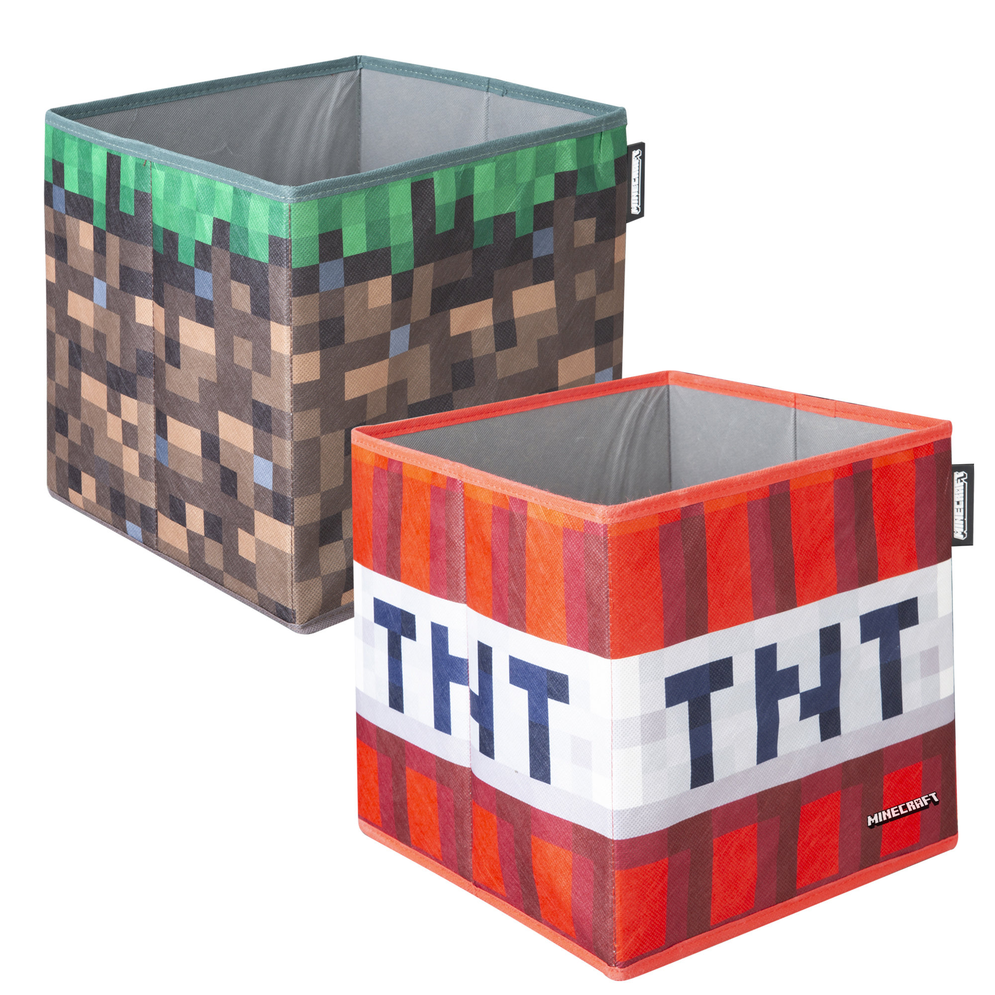 Minecraft: Fabric Storage Boxes: 2pc - TNT & Grass Block - 10" Collapsible Square Cubes, Toys ...